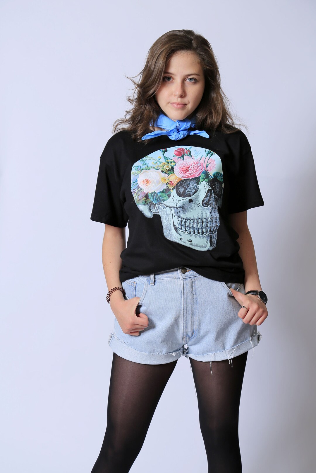 Pastel Goth Oversized Tee Floral Tee Skull Tee Pastel Grunge - Etsy