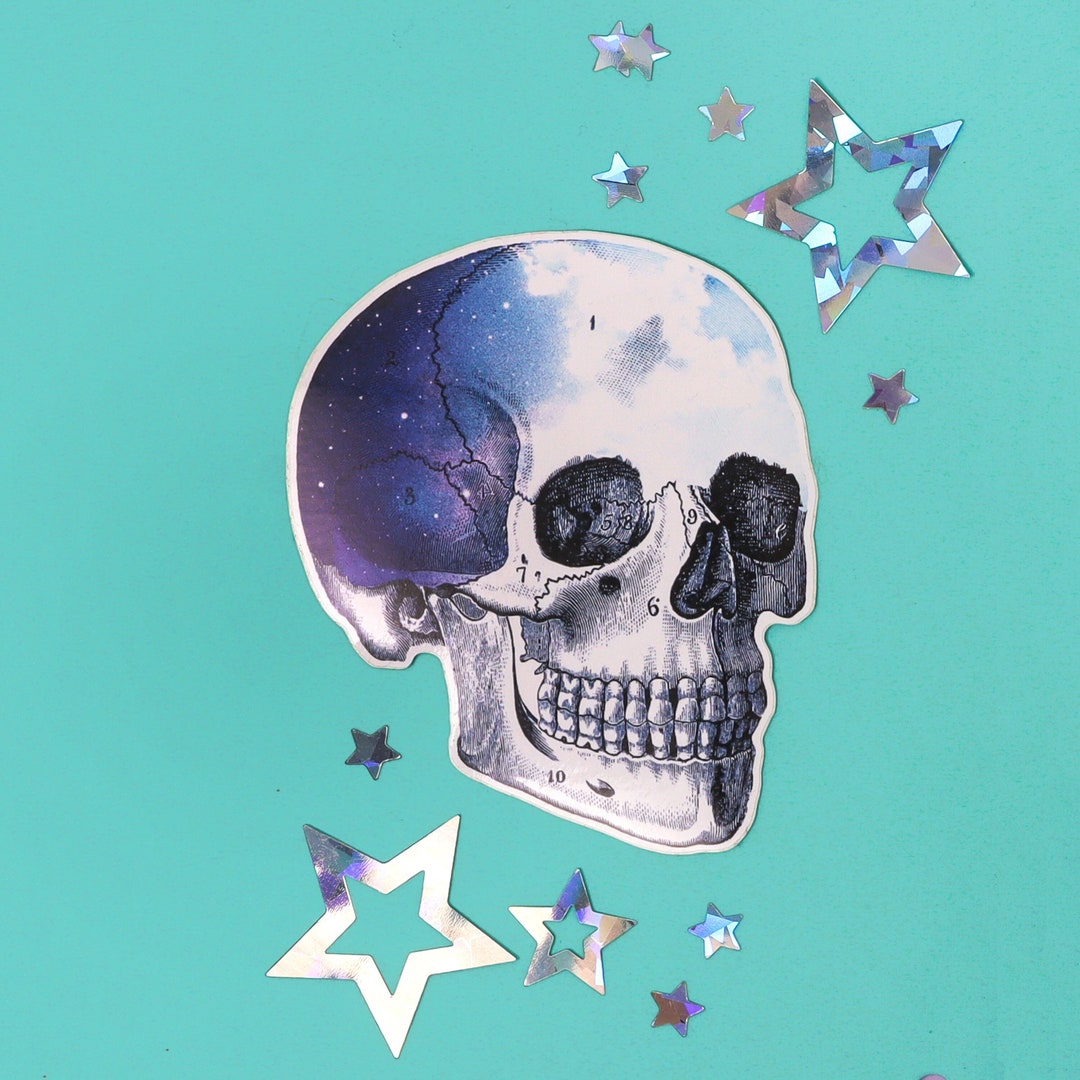 Night Sky Skull Sticker Space Celestial Astronomy Goth Stationary - Etsy
