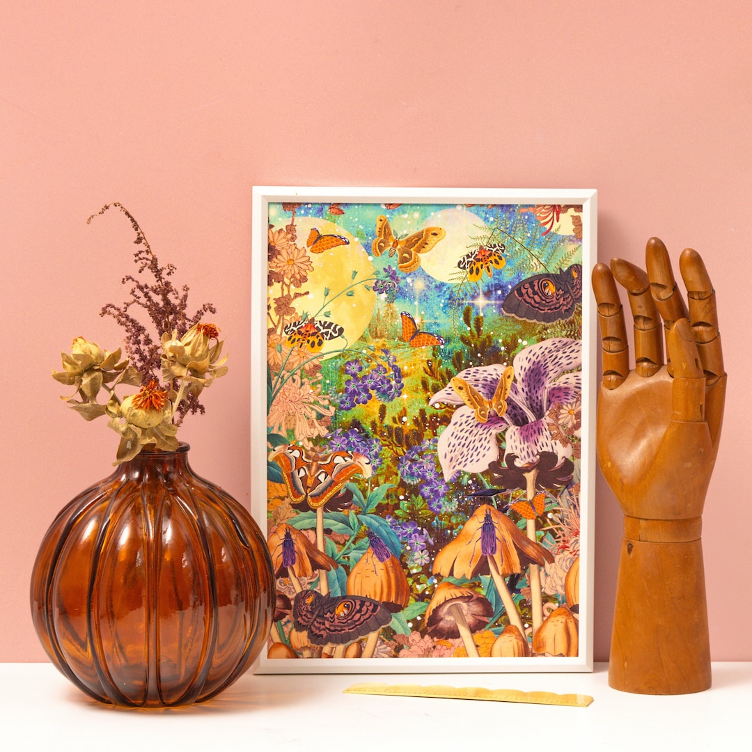 Nature Surreal Art Print Butterflies Insects Home Decor Fantasy Magical ...