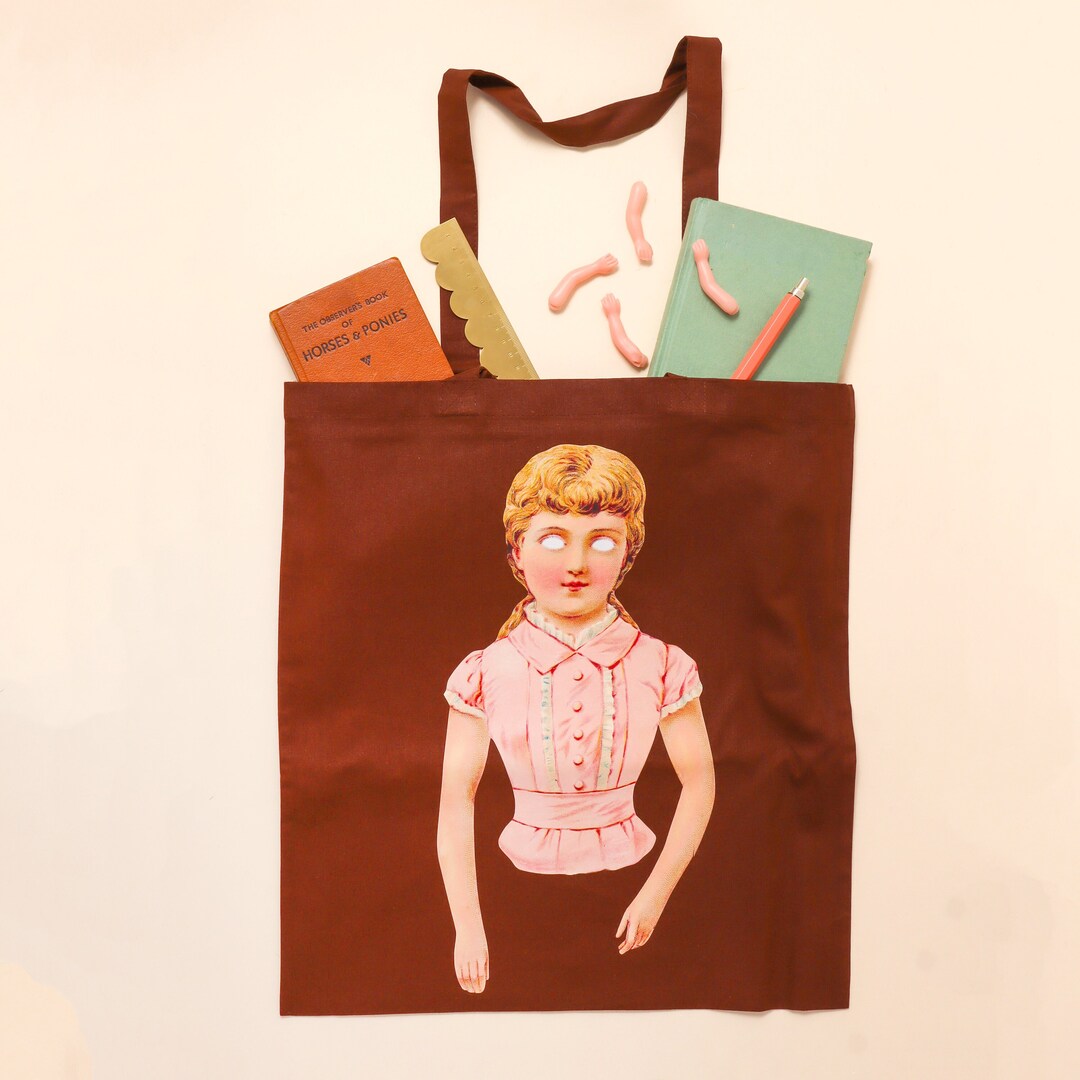 Creepy Doll Tote Bag Cottagecore Creepy Cute Halloween Spooky Dark ...