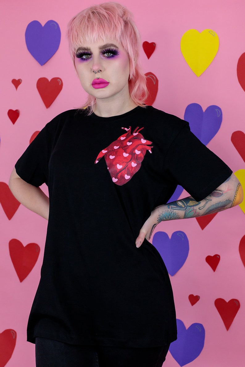 Anatomy Heart Black Pocket Tee Heart Print Tshirt Heart Tee - Etsy UK
