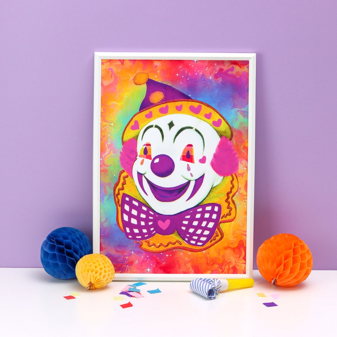 Creepy Cute Clown Wall Art Halloween Spooky Kidcore Clowncore Fun ...