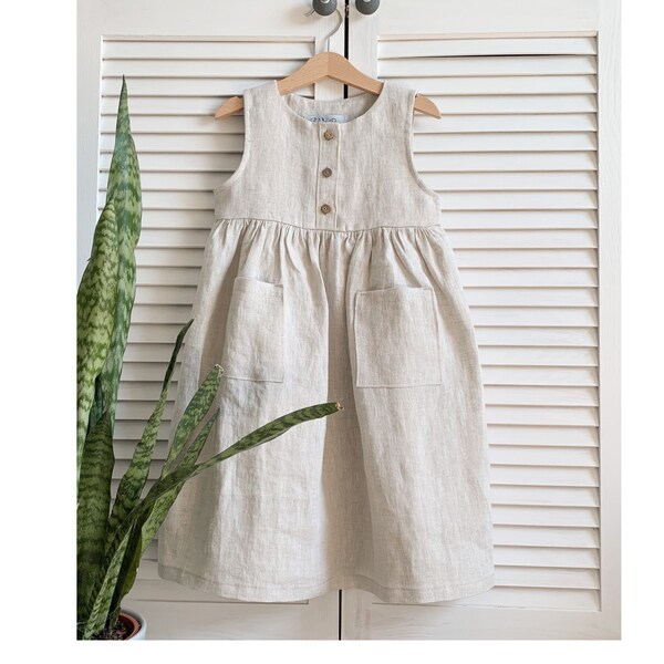 Girls Linen Dress - Etsy