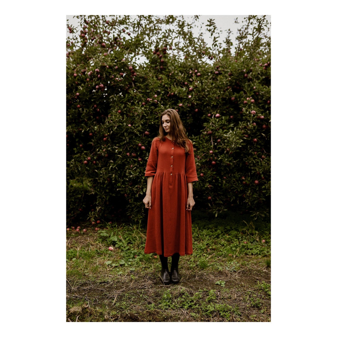 Woman Double Gauze Dress PAPRIKA Colour - Etsy