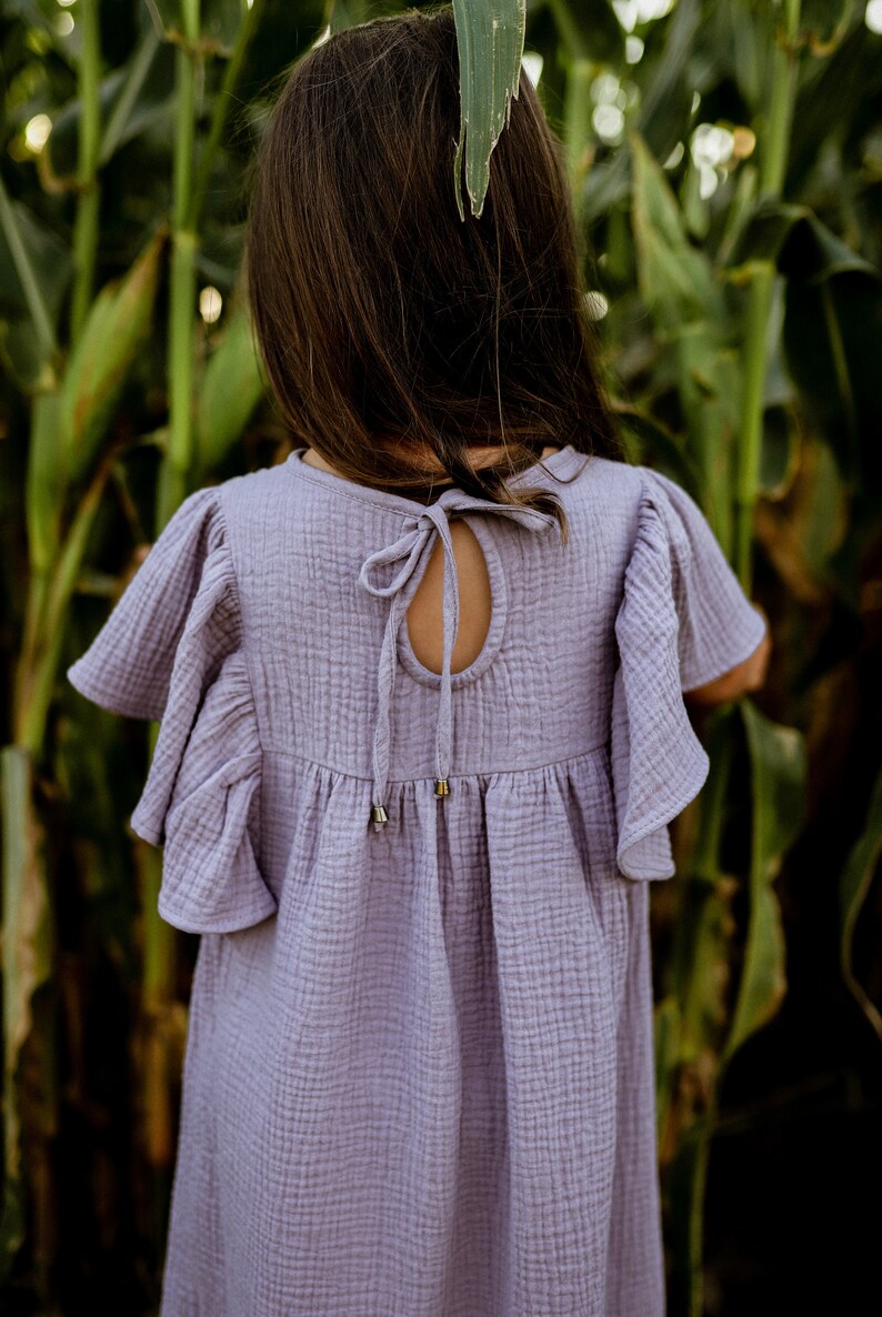 Girls Muslin Dress Butterfly Sleeves Cotton LAVENDER - Etsy