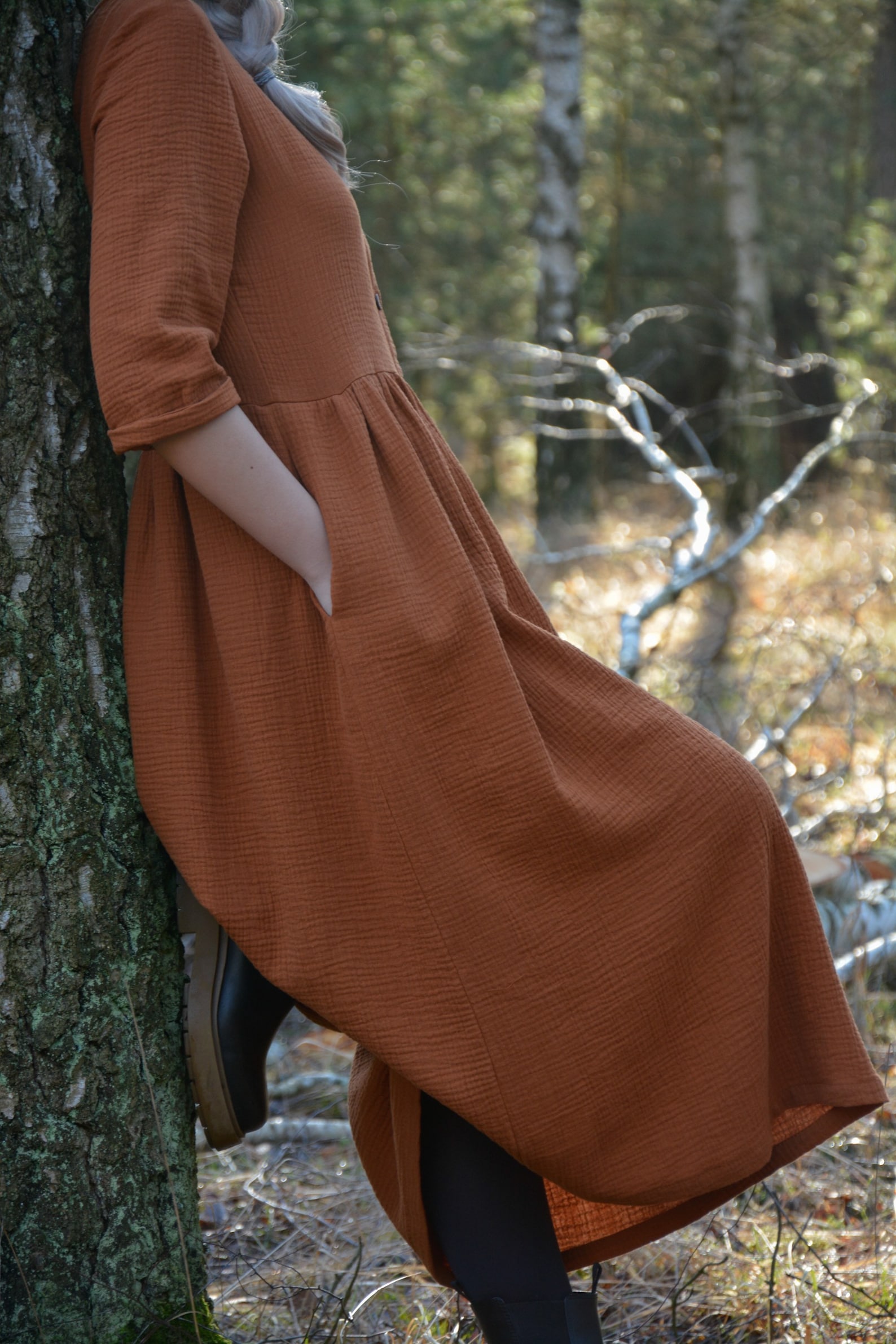 Woman Muslin Dress WINTER MOSS Colour - Etsy