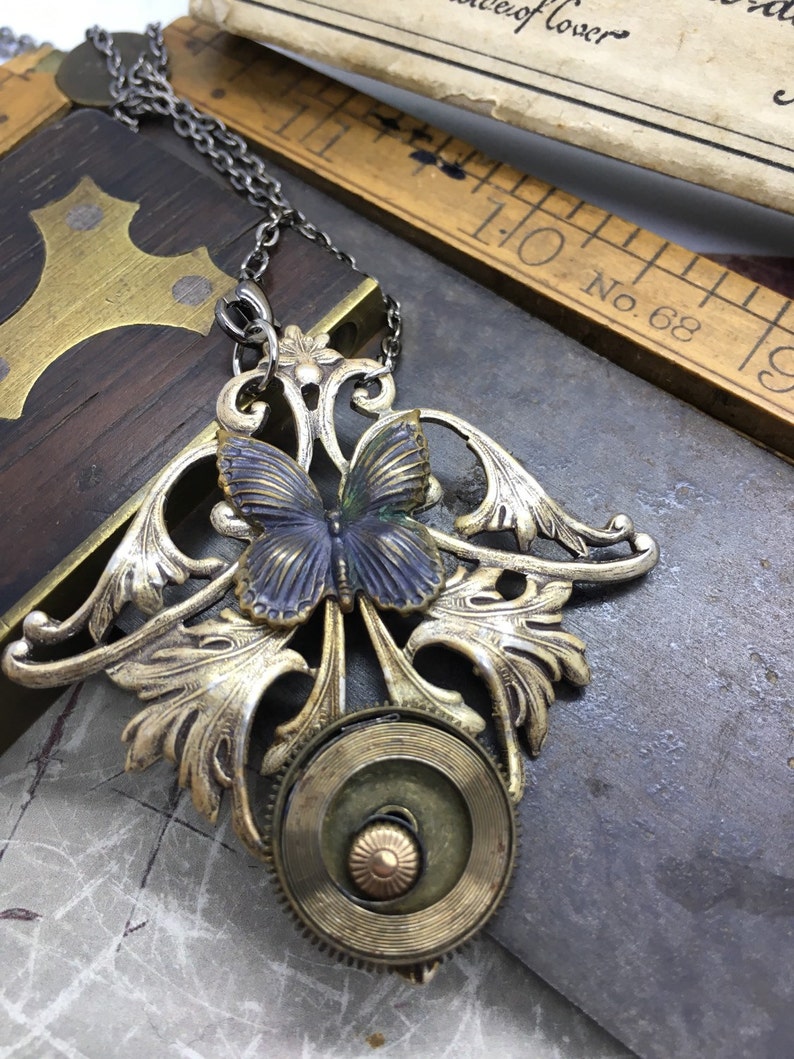 Steampunk Necklace Butterfly Watch Parts Artistic Steampunk Jewelry the ...