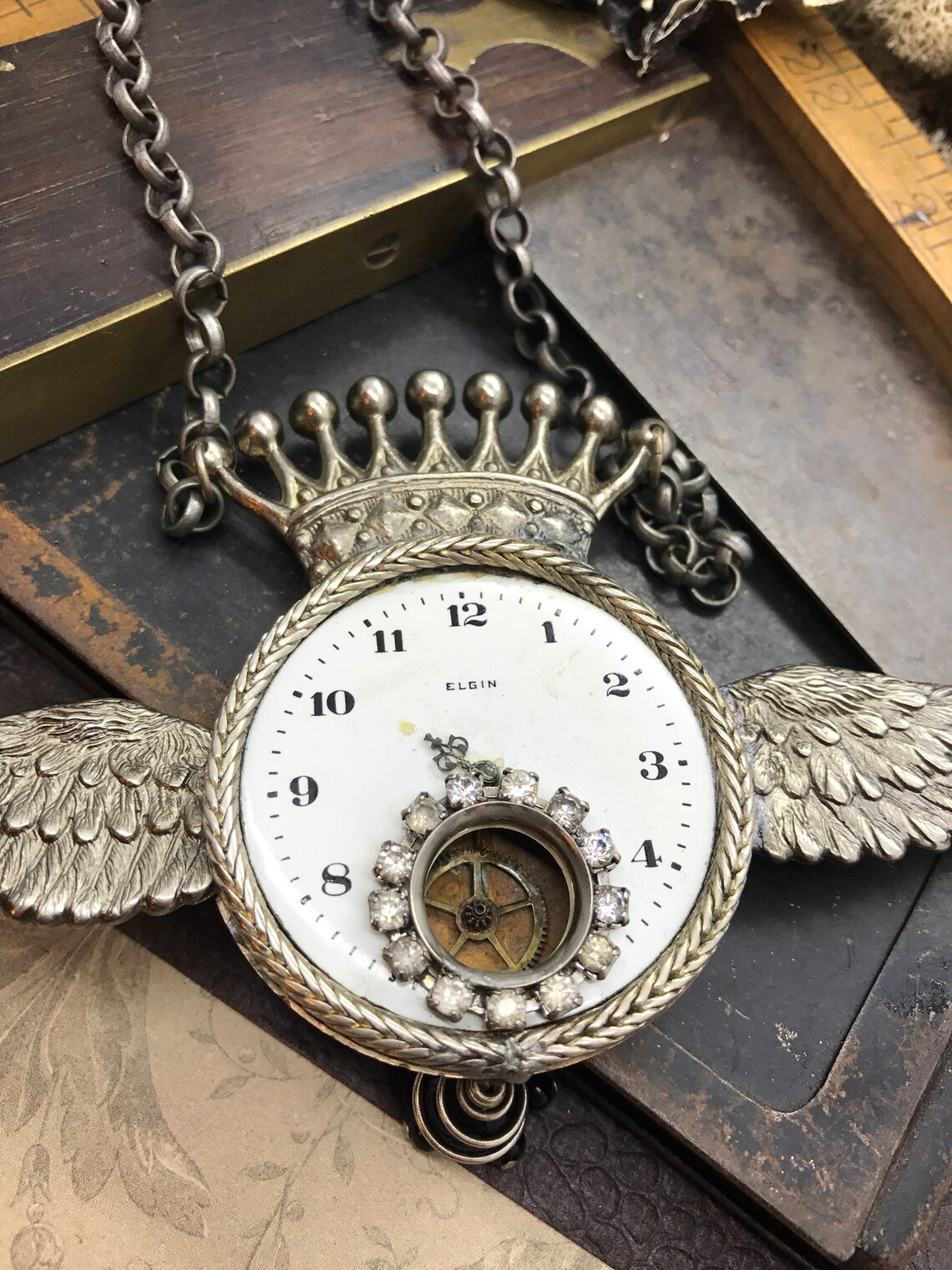 Time Flys Steampunk Necklace Handcrafted Artistic Jewelry the Victorian ...