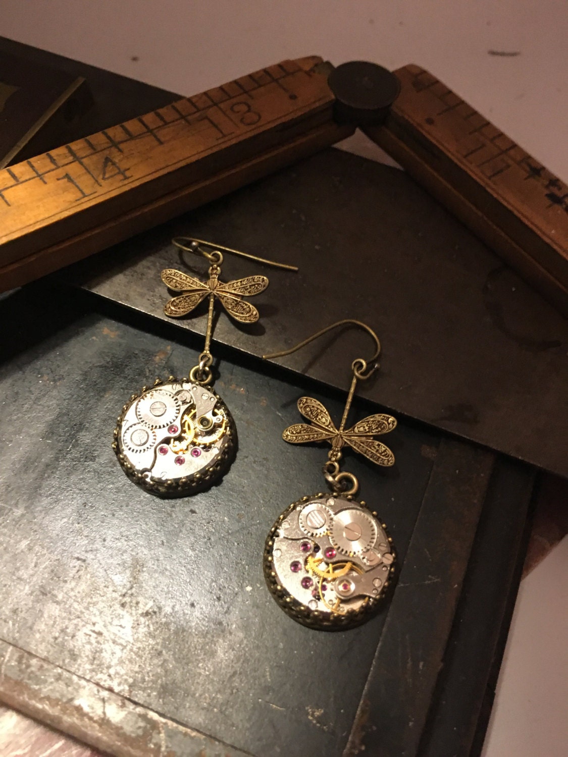 Dragonfly Steampunk Earrings/ Steampunk Jewelry nadine Artistic Dragon ...