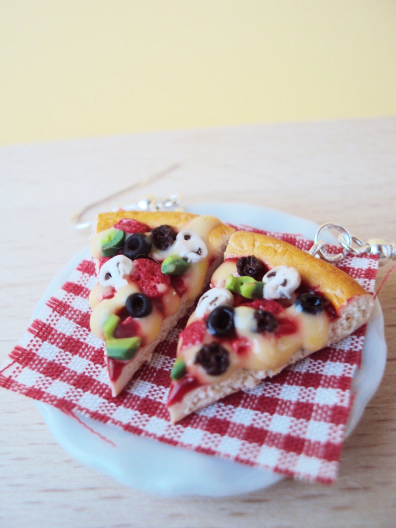 Pizza Earrings Polymer Clay Miniature Clay Dessert Food | Etsy