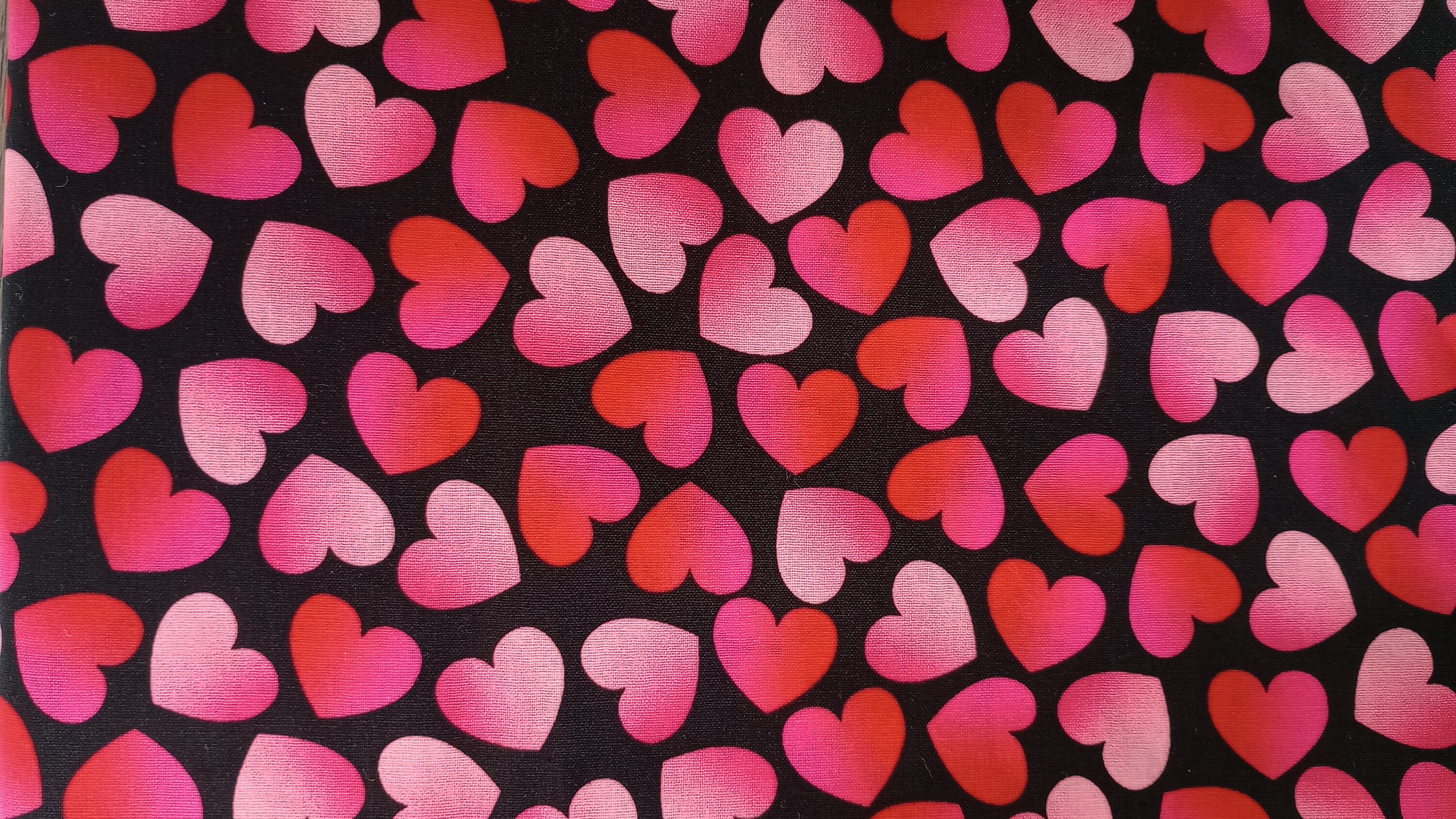Valentines Fabric. Red and Pink Faded Hearts on Black Background - Etsy