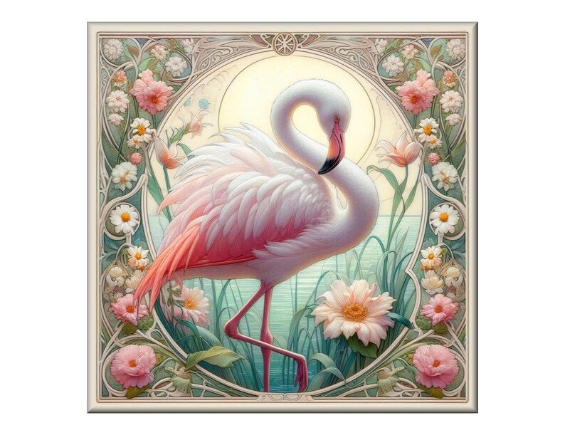 Backsplash Art Tile, Flamingo # 1. A Ceramic Tile Mural of a Pink ...