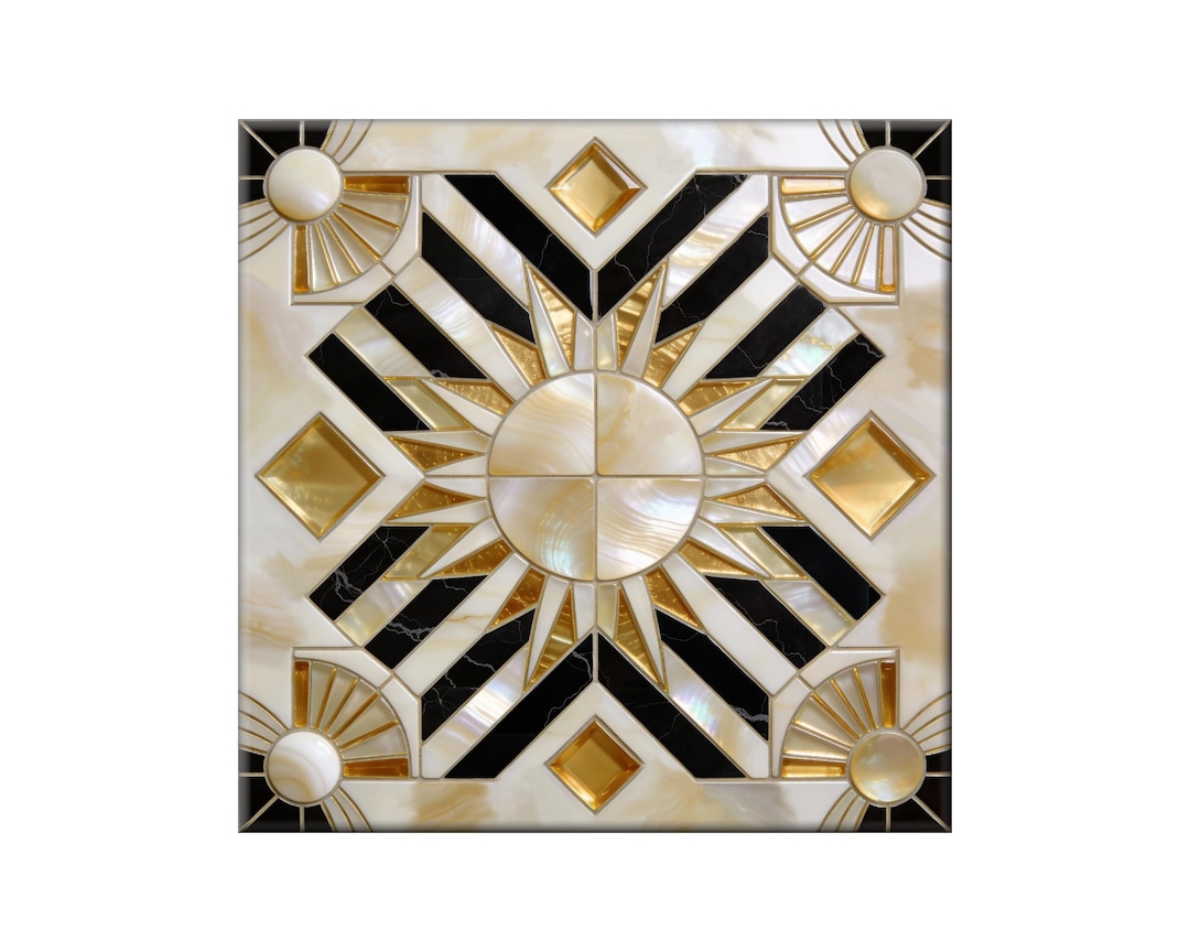 Art Deco Ceramic Tile: Sunburst Design, Glossy Finish - Etsy