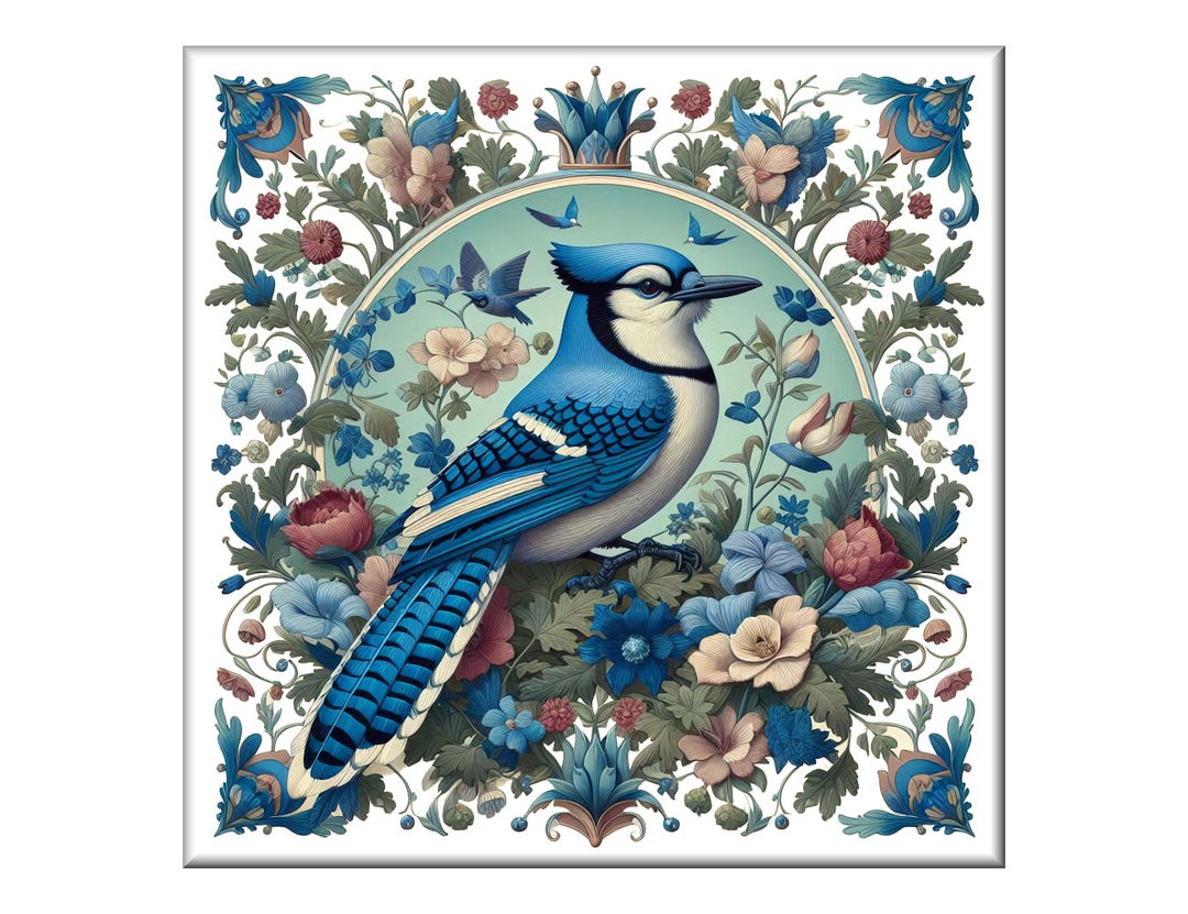 William Morris Ceramic Tile, Songbird #2. A Ceramic Tile Mural of a ...