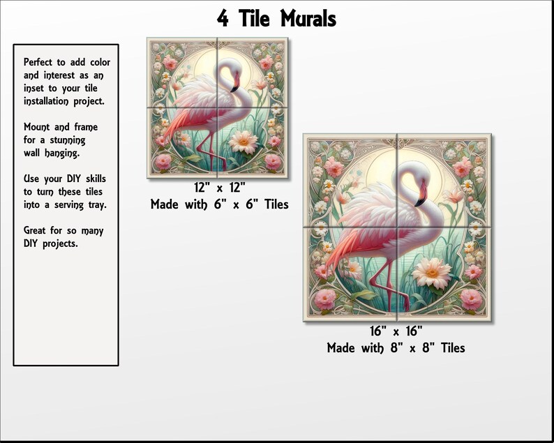Backsplash Art Tile, Flamingo # 1. A Ceramic Tile Mural of a Pink ...