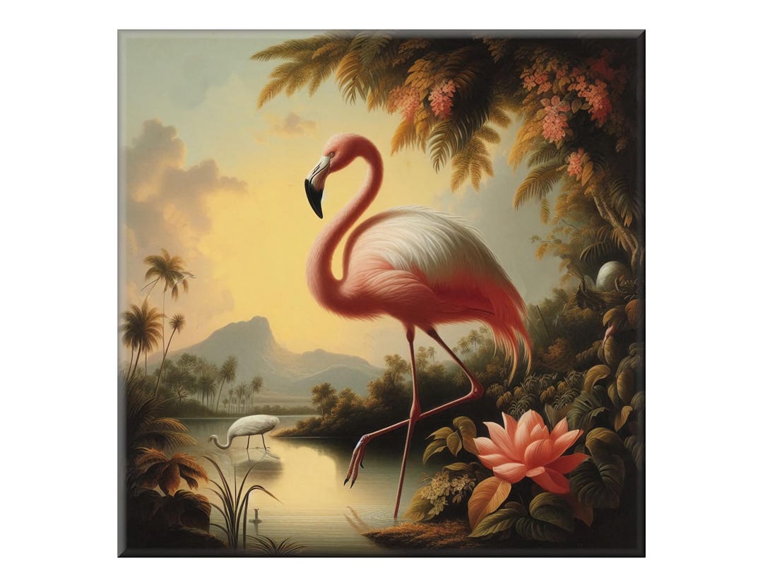Backsplash Art Tile, Flamingo # 3. A Ceramic Tile Mural of a Pink ...