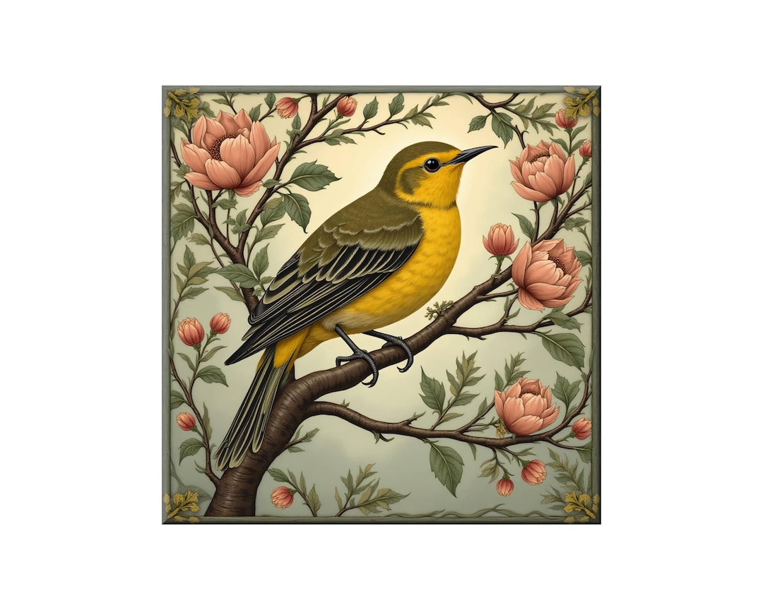 William Morris Style Bird Tile - Kitchen or Wall Art Accent - Etsy