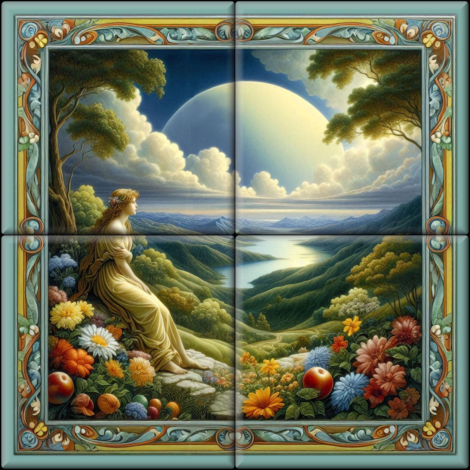 Handcrafted Ceramic Tile Mural, Available in Multiple Sizes. Ethereal 3 ...