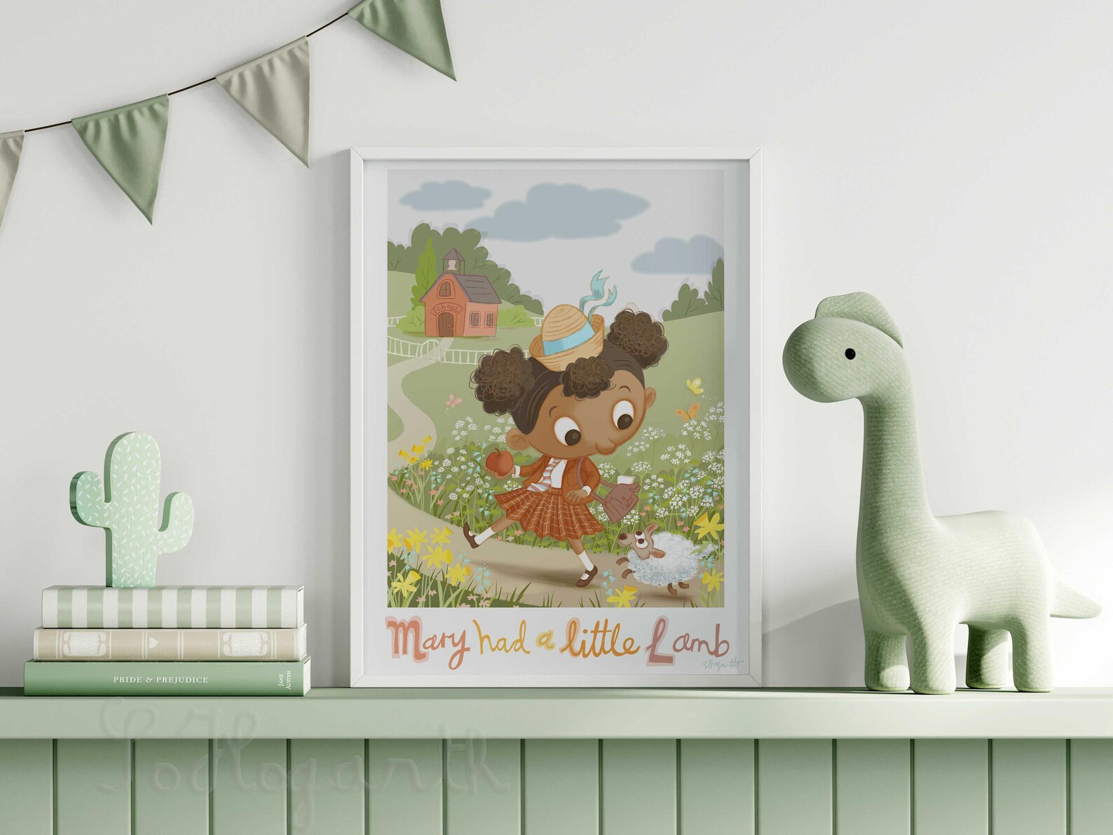 Mary Had A Little Lamb Nursery Rhyme Picture. Child's Baby Kid's Room ...