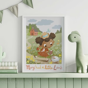 Mary Had A Little Lamb Nursery Rhyme Picture. Child's Baby Kid's Room ...