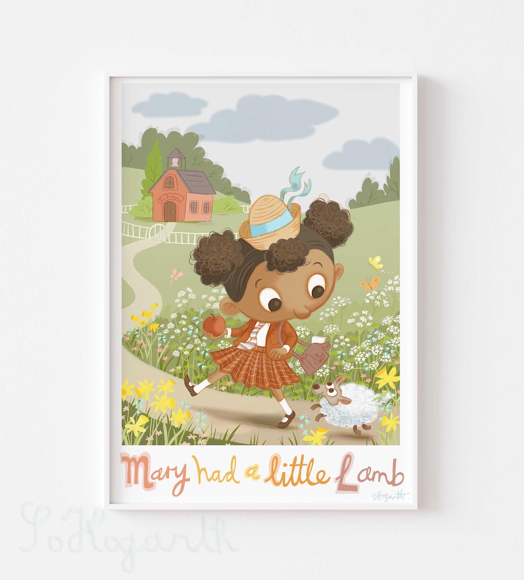 Mary Had A Little Lamb Nursery Rhyme Picture. Child's Baby Kid's Room ...