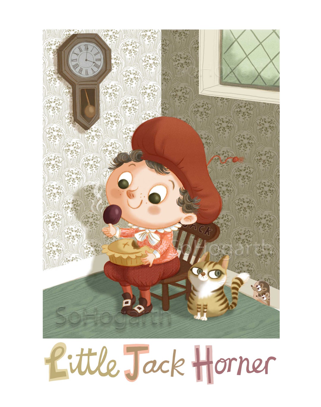 Little Jack Horner Nursery Rhyme Picture. Child's Room Matte Paper Art ...