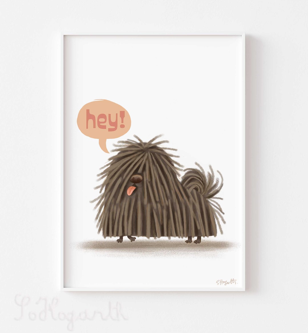 Puli. Matte Paper Dog Illustration Wall Art Poster Print, Signed ...