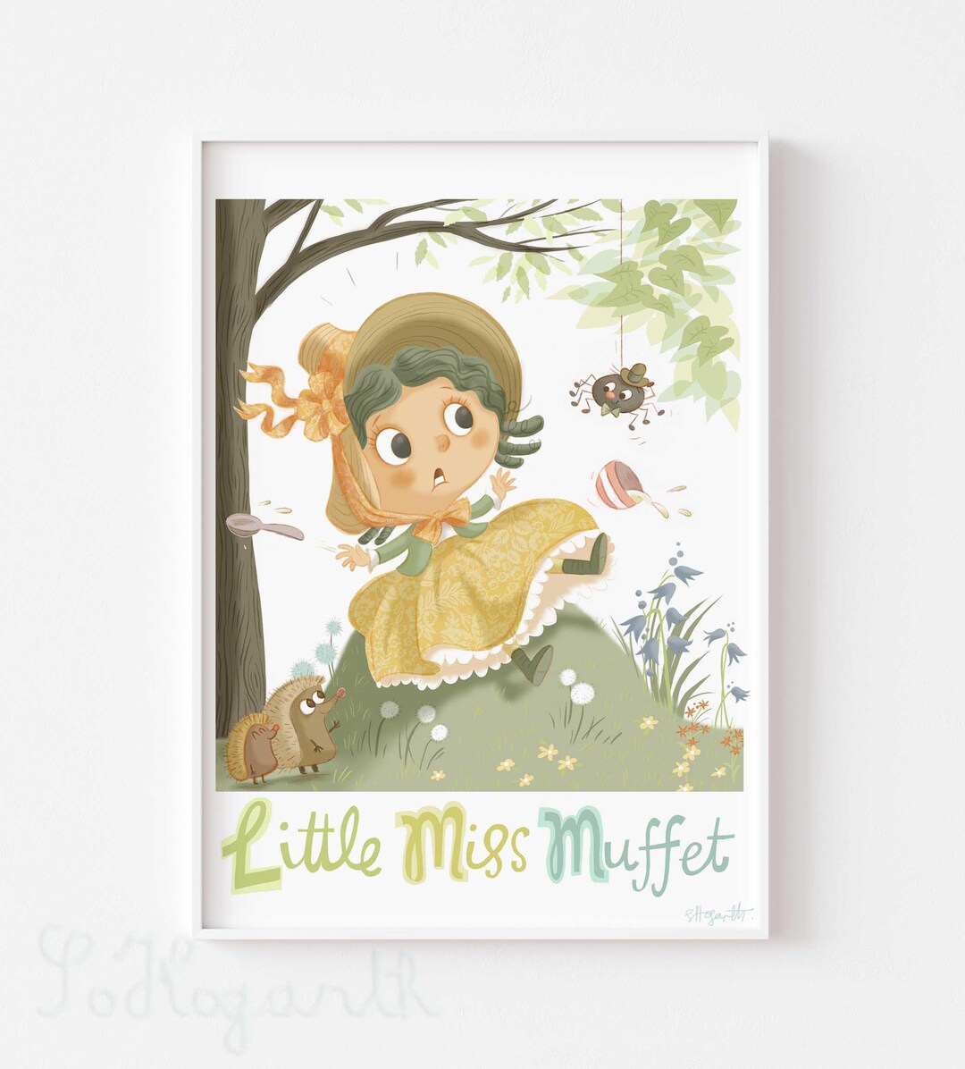 Little Miss Muffet Nursery Rhyme Picture. Child's Baby Kid's Room Wall ...