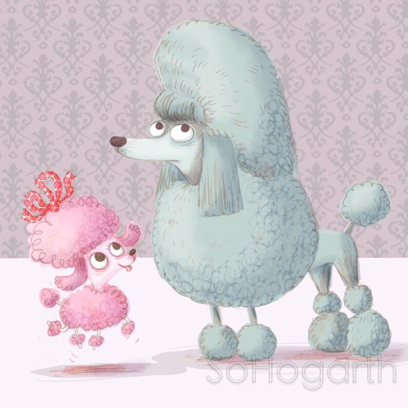 Standard and Toy Poodle Pair. 8x11 Matte Paper Dog Art | Etsy