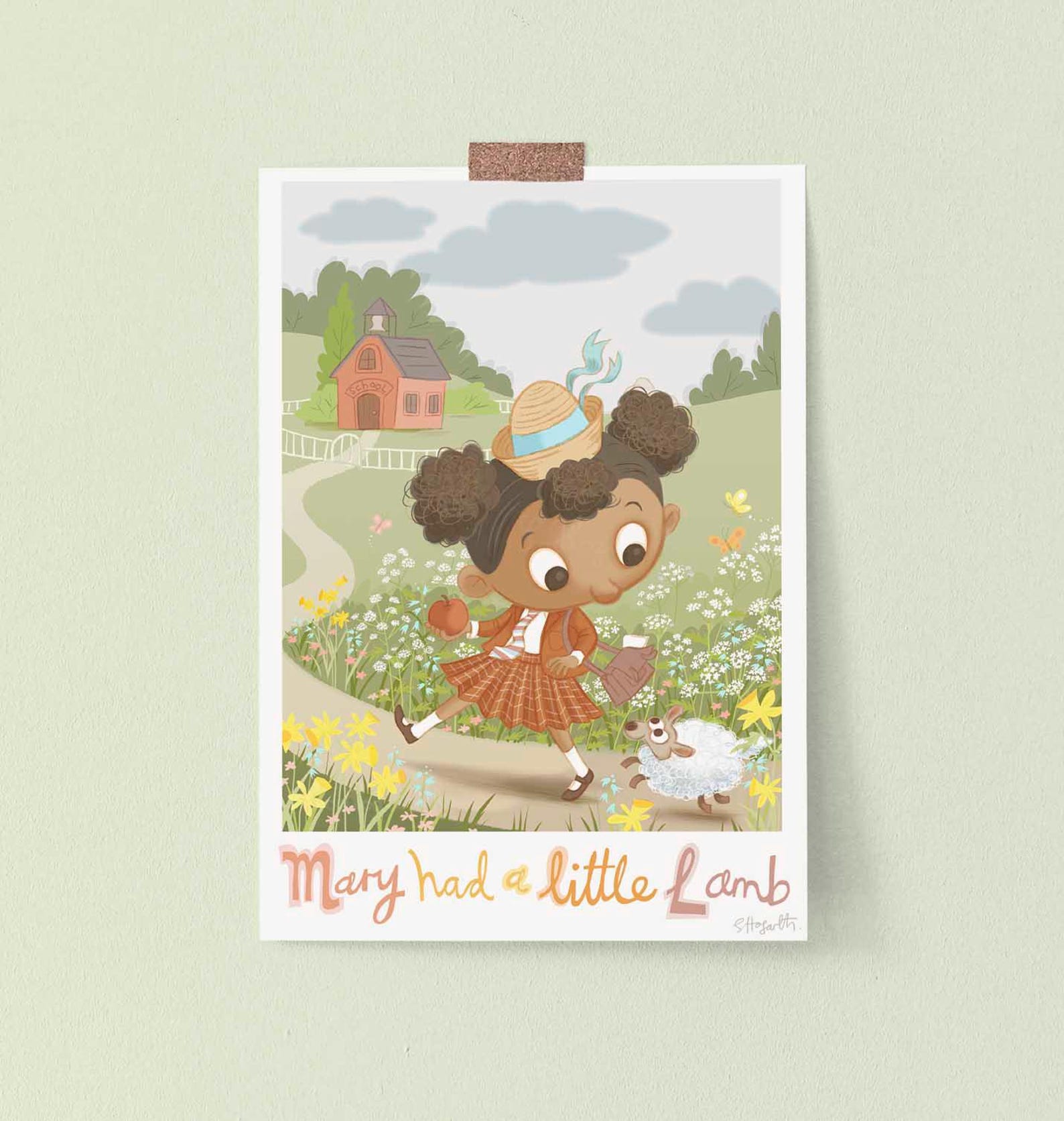 Mary Had A Little Lamb Nursery Rhyme Picture. Child's Baby Kid's Room ...