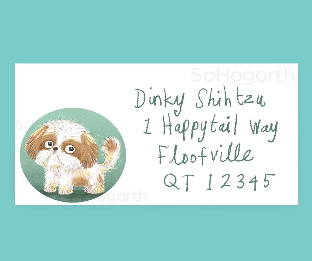 Sweet Shih Tzu. 2"x4" Shipping Mailing or Gift Labels, Blank. 10 per ...