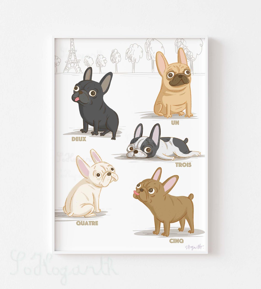 Frenchie Collection. Matte Paper French Bulldog Illustration Art Poster ...