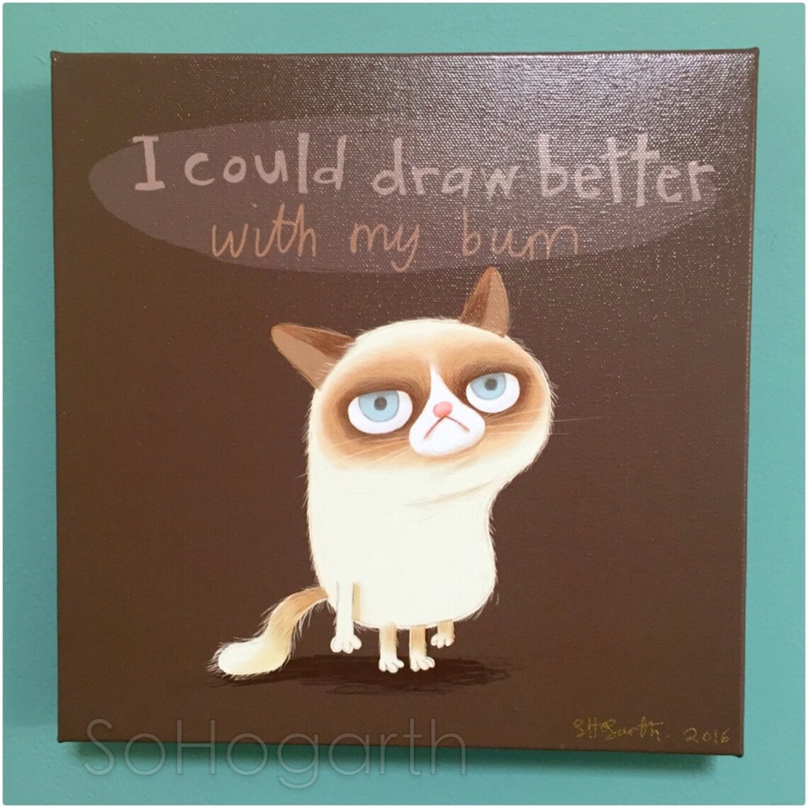 Canvas Print Grumpy Cat Illustration Art - Etsy