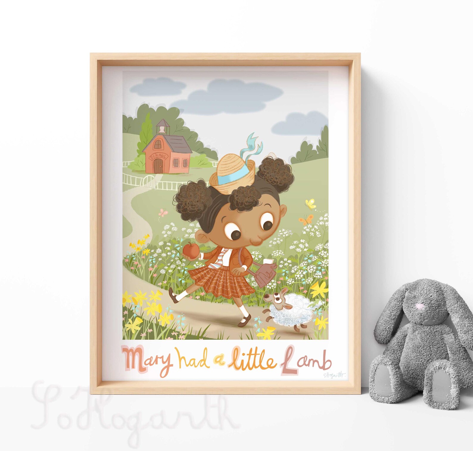 Mary Had A Little Lamb Nursery Rhyme Picture. Child's Baby Kid's Room ...