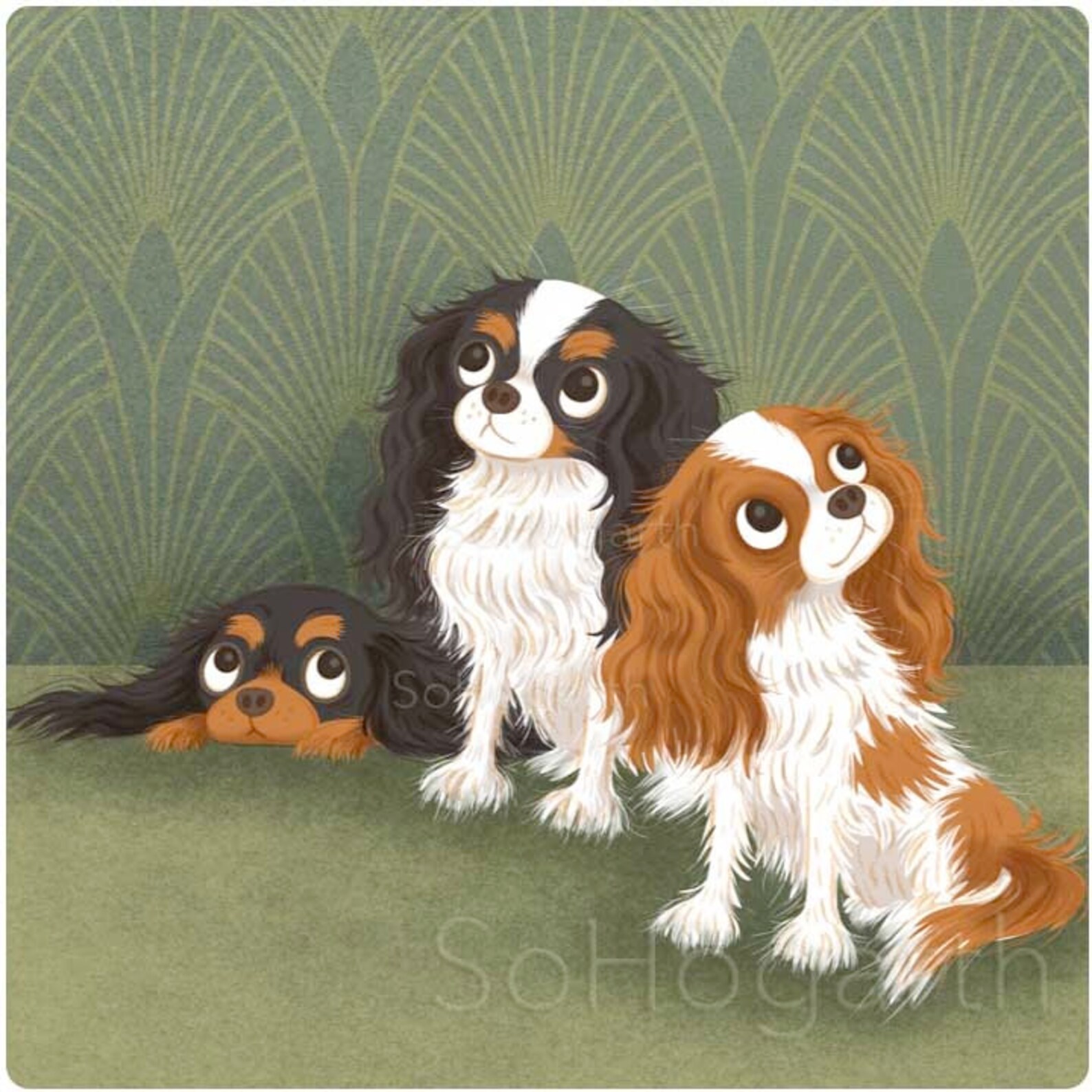 Cavalier King Charles Spaniel, Blenheim, Tricolor, Black and Tan. 8x11 ...