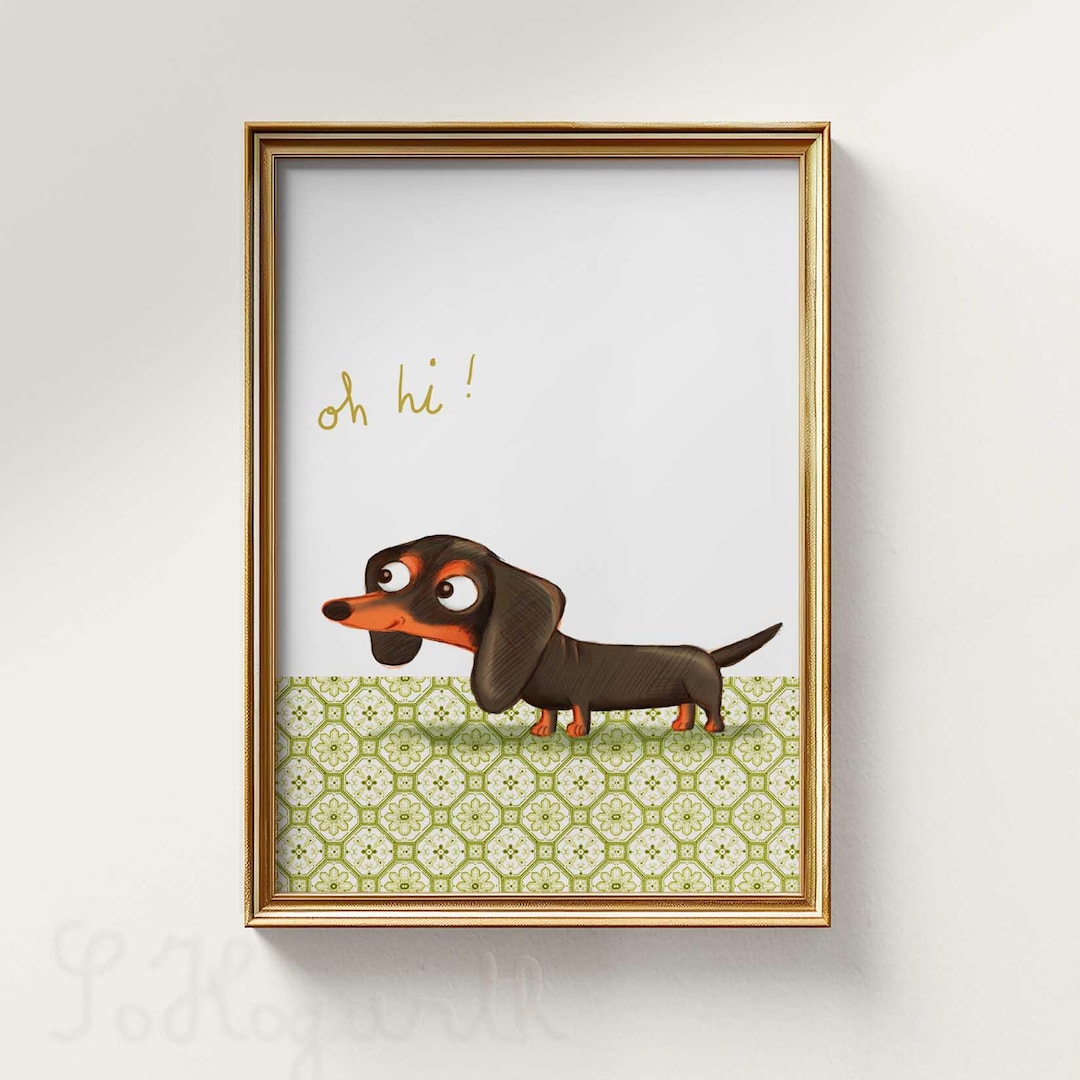 Dachshund Weiner Dog Greeting. Matte Paper Illustration Art Poster ...