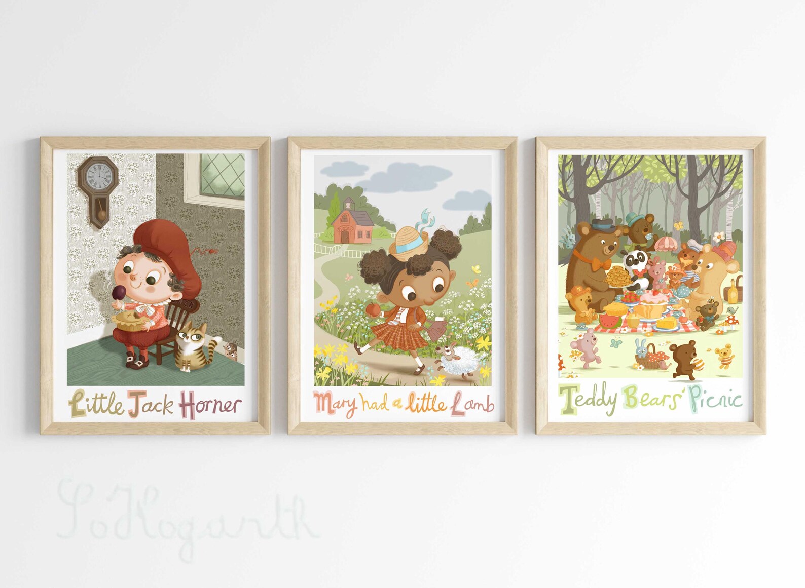 Mary Had A Little Lamb Nursery Rhyme Picture. Child's Baby Kid's Room ...