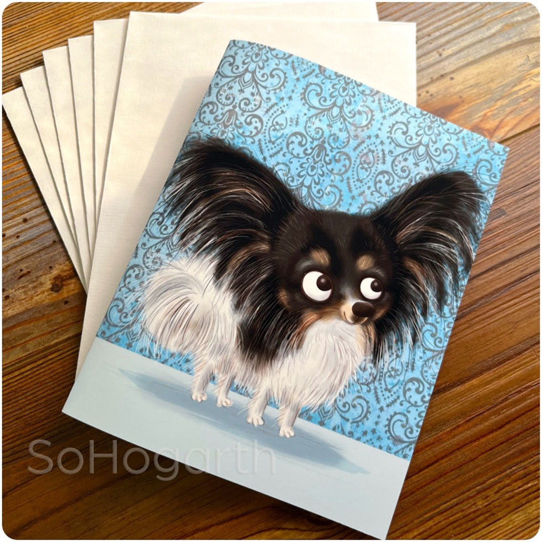 Petit Black White Tan Papillon Note Cards Set of 6. Blank - Etsy