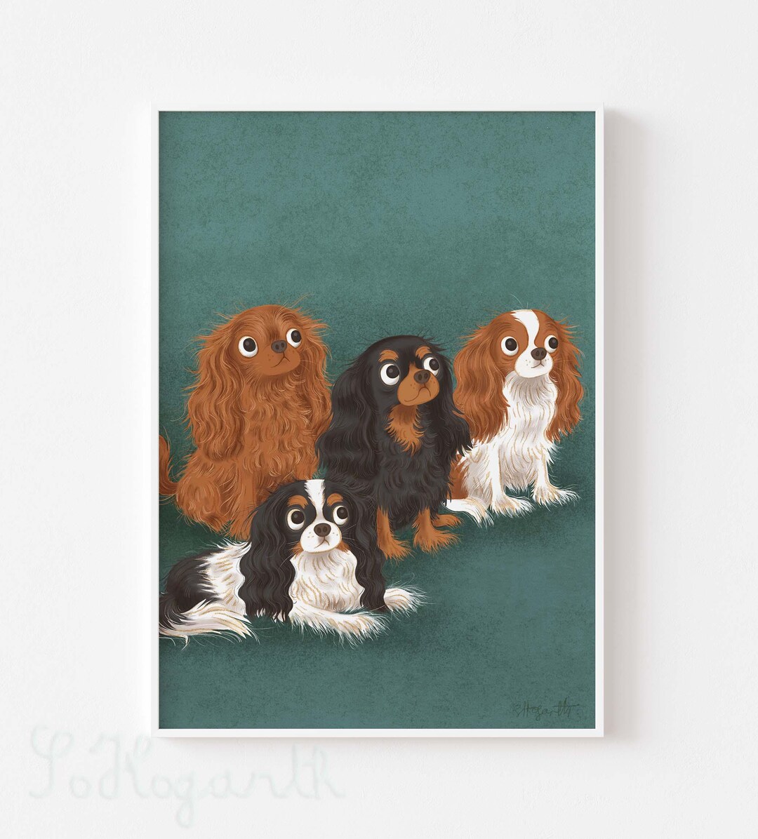 Cavalier King Charles Spaniel Quartet. Blenheim, Tri-color, Ruby, Black ...