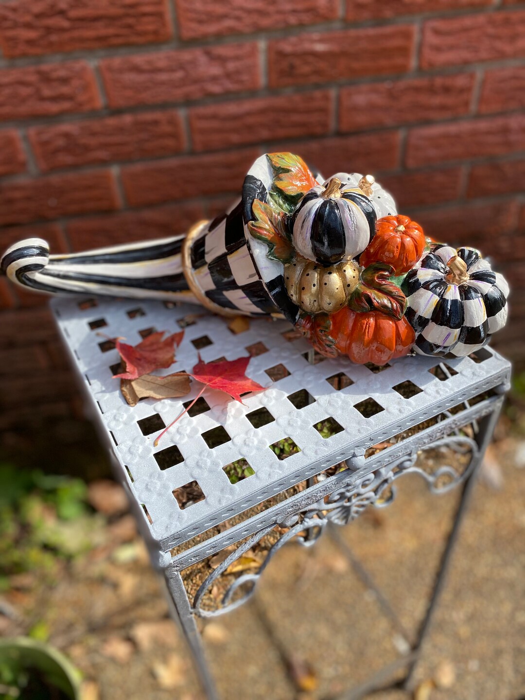 Beautiful Hand Painted Cornucopia Thanksgiving Center Piece - Etsy