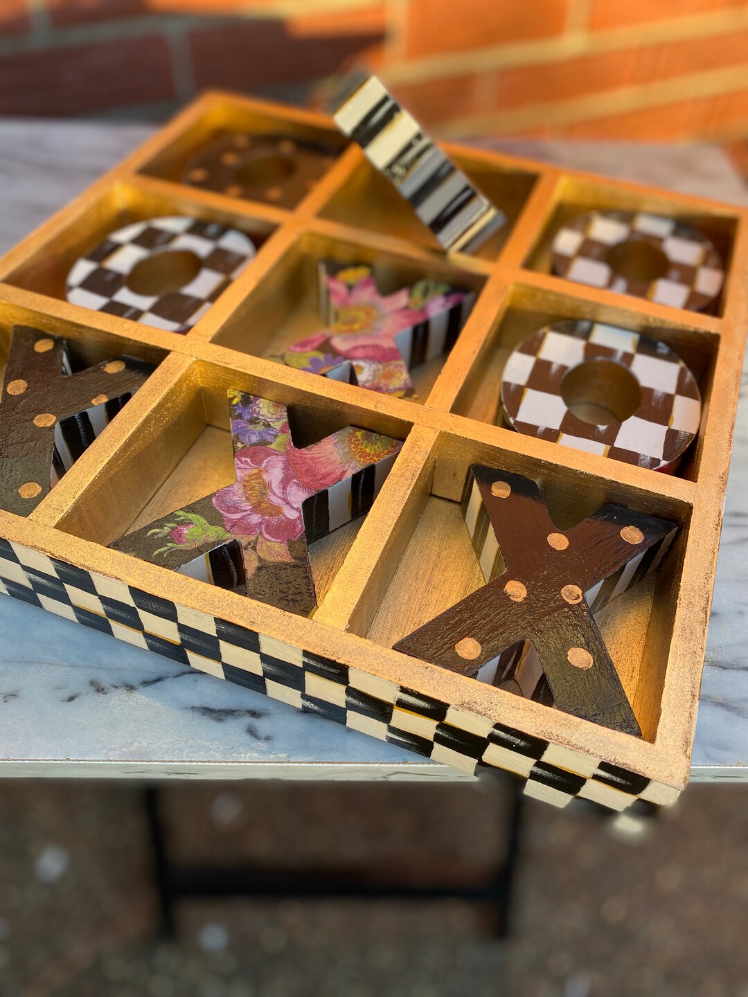 Wooden Tic Tac Toe Table Game - Etsy