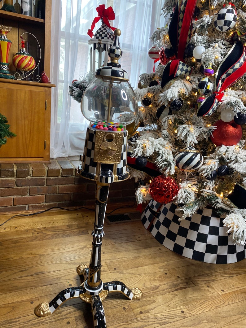 Gum Ball Machine With Finial Custom Painted Black and White Checks - Etsy