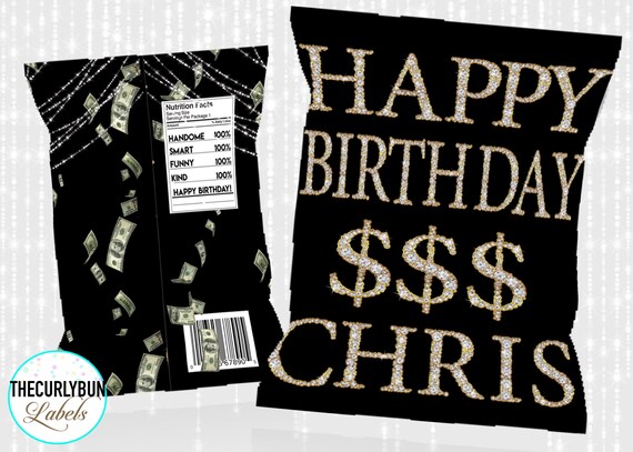 Money Bag Printable Treats and Chip Bag Cash Chip Bag Bling | Etsy