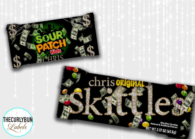 Money Bag Printable Treats and Chip Bag Cash Chip Bag Bling | Etsy