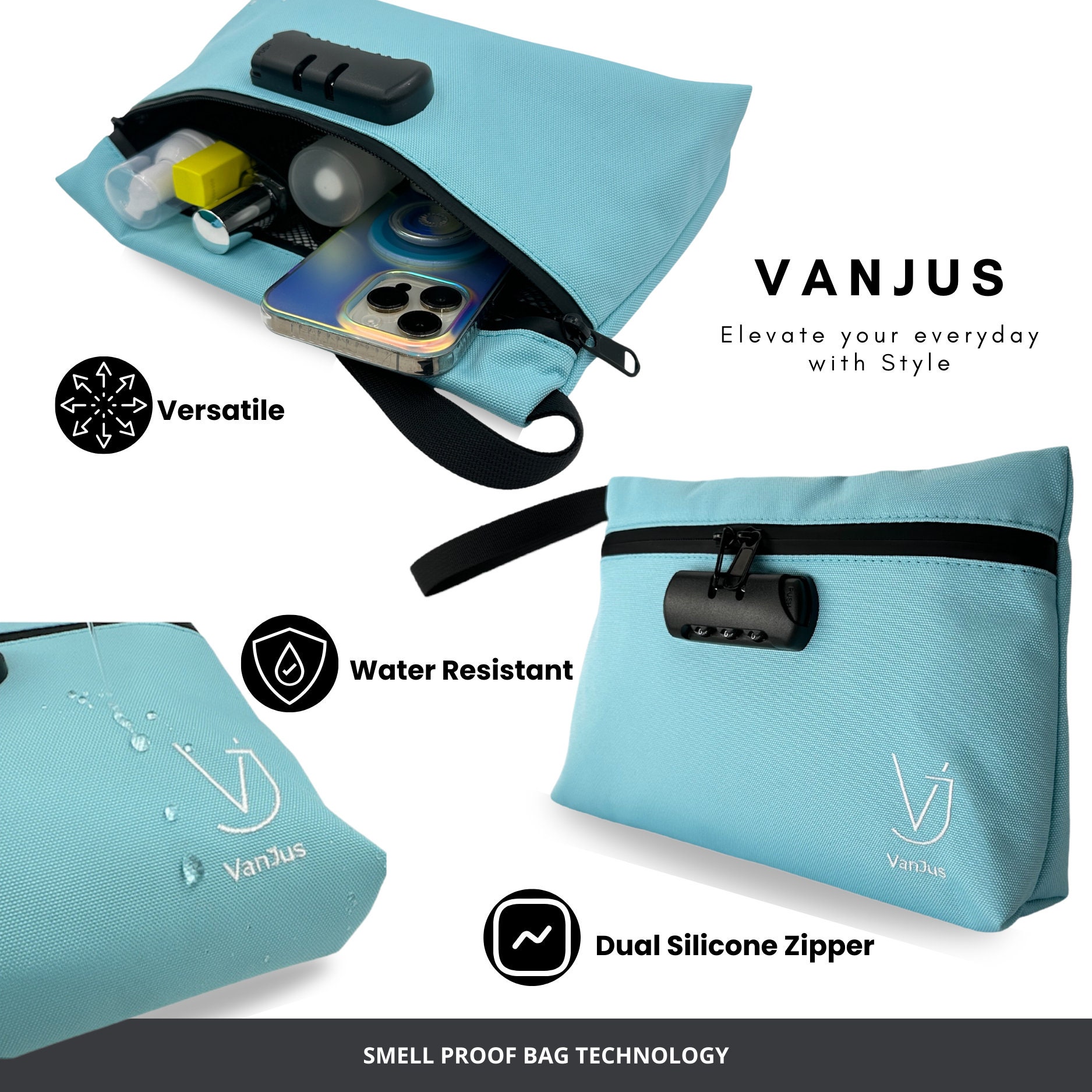 Vanjus Large Smell Proof Bag With Combination Lock for Women, Scent ...