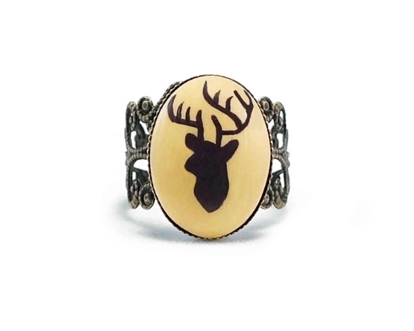 Deer Ring Deer Jewelry Stag Ring Stag Jewelry Adjustable Ring Deer Head ...
