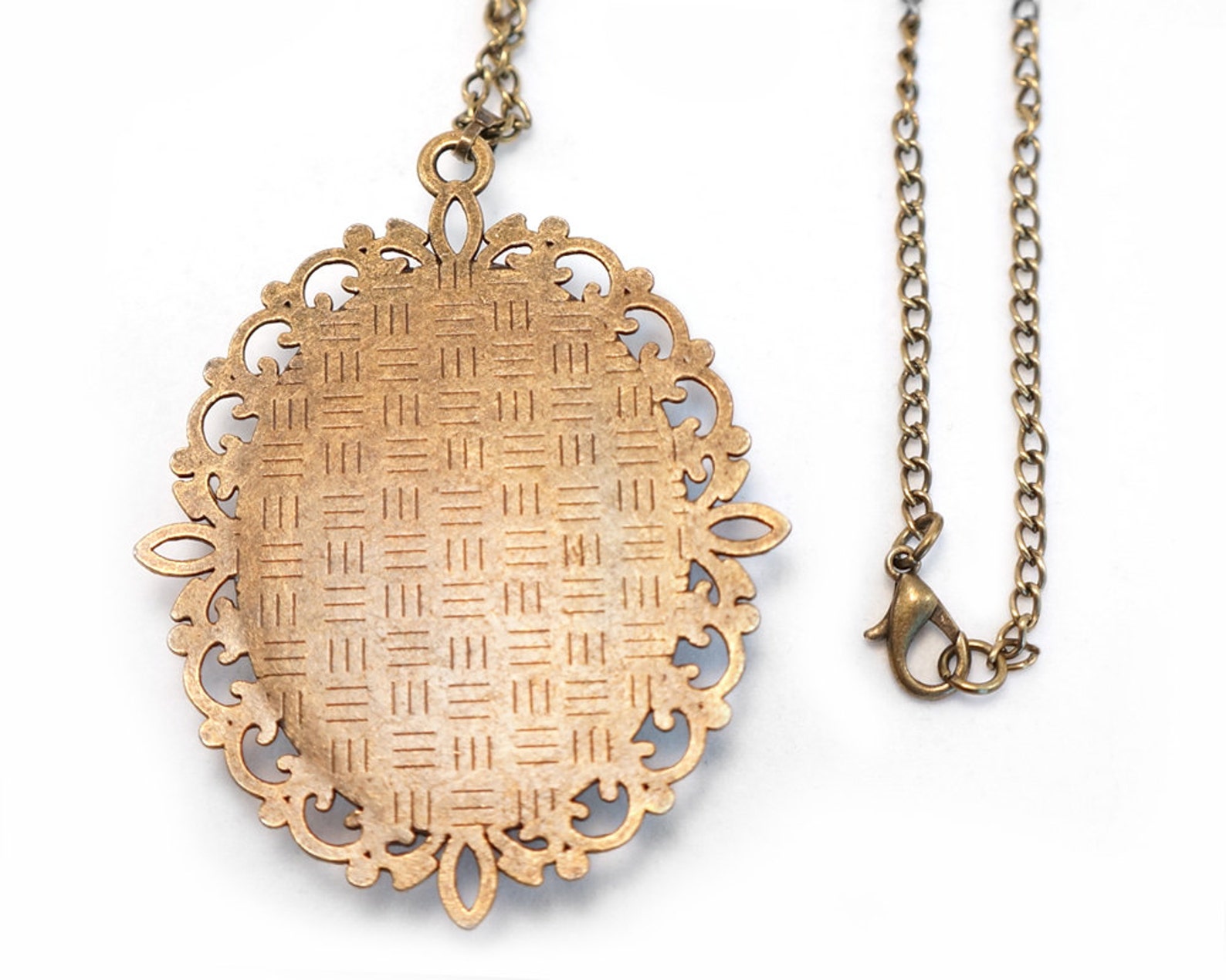 Flowers Hand Painted Large Oval Pendant Necklace Handmade Floral ...