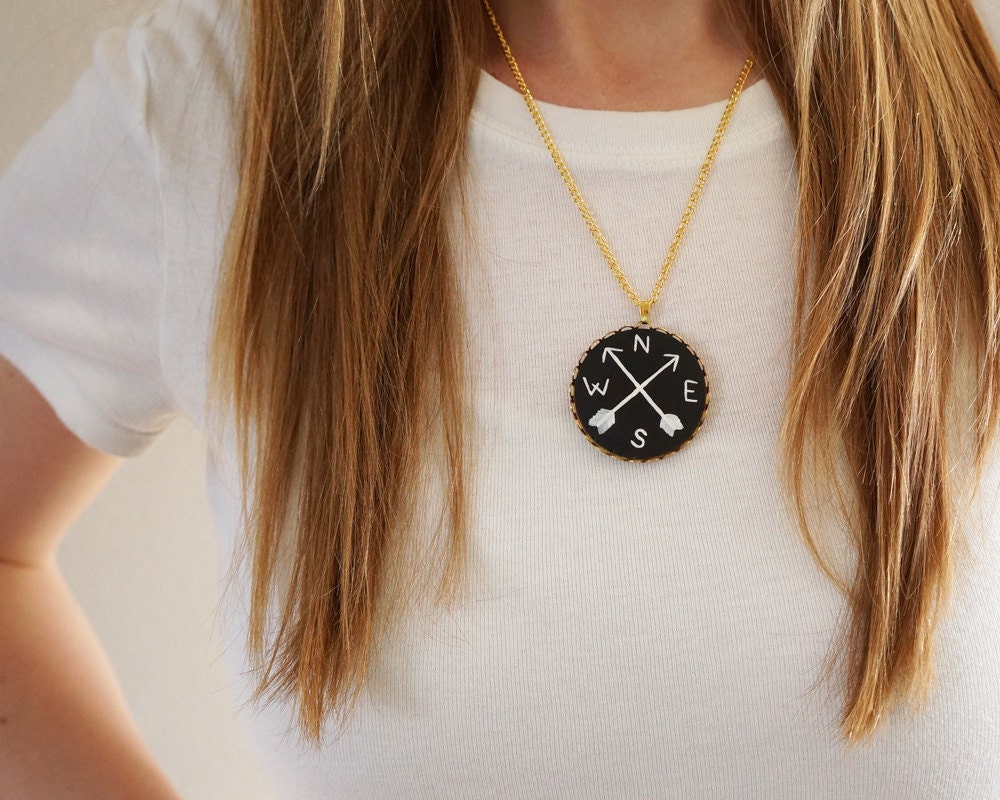 Compass Necklace Compass Jewelry Compass Pendant Arrow - Etsy