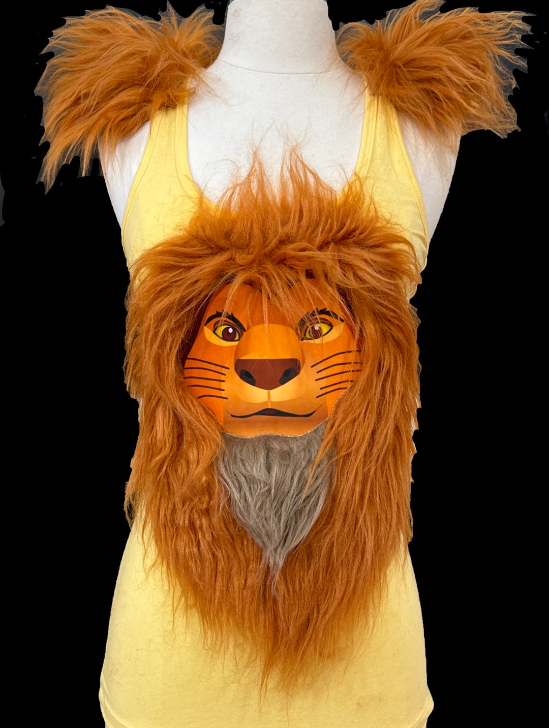 King Lion Top . Adults Size . Lion Costume . Yellow Top . Running Shirt ...