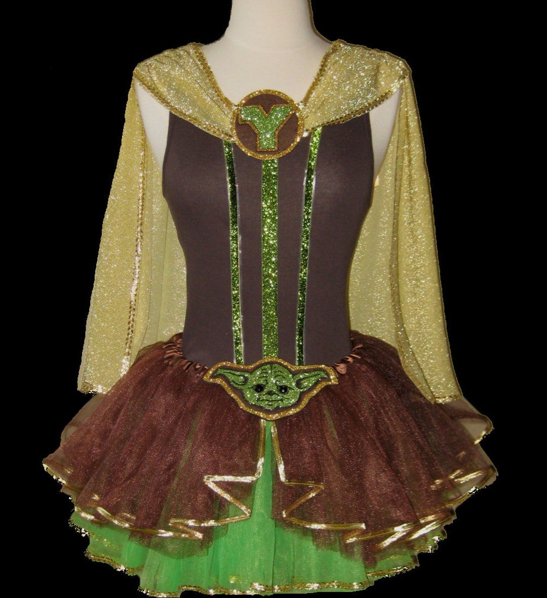 Space Alien Tutu . - Adult Plus Size . Gold Cape . Green Running Tutu ...